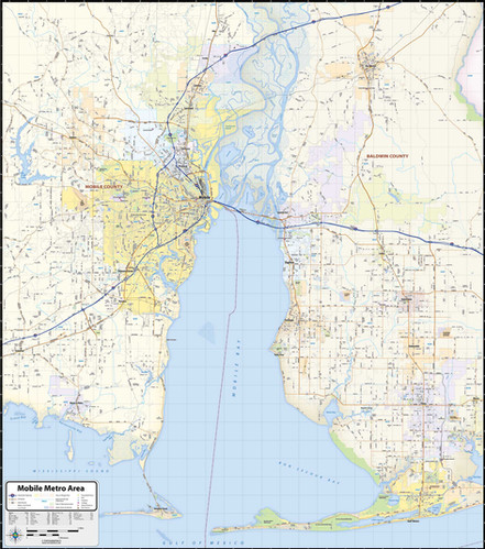 Mobile Metro Area Laminated Wall Map | topographics