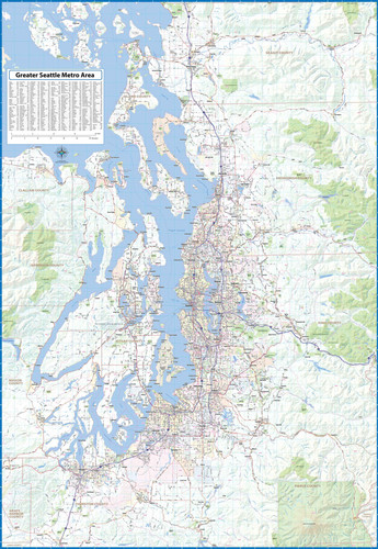 Greater Seattle Metro Area Laminated Wall Map | topographics