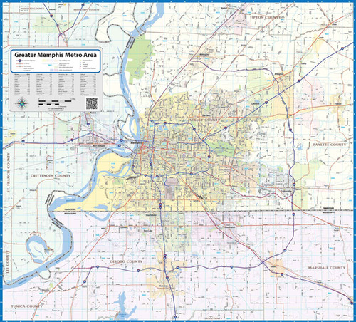 Memphis Metro Area Laminated Wall Map | topographics