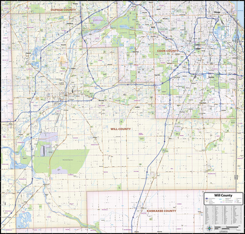 Will County Laminated Wall Map | topographics