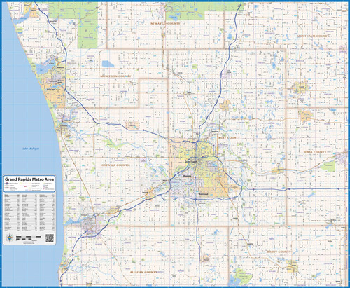 Grand Rapids Metro Area laminated wall map | topographics
