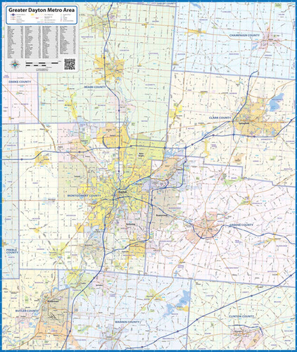 Greater Dayton Metro Area Laminated Wall Map | topographics