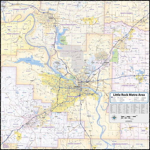 Little Rock AR Laminated Wall Map | topographics