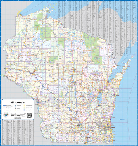 Wisconsin Laminated Wall Map | topographics