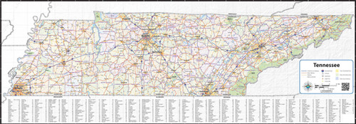 Tennessee Laminated Wall Map | topographics