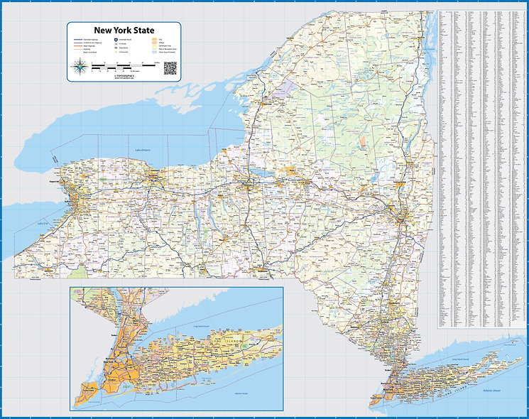 New York State Laminated Wall Map | topographics