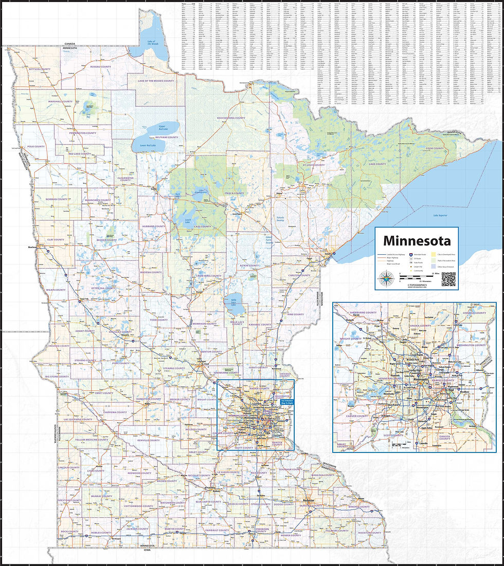 Minnesota Laminated Wall Map | topographics