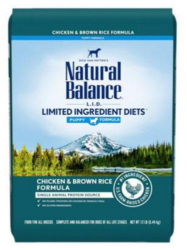 Natural Balance LID Chicken and Brown Rice Puppy Dry Dog Food 12lb Bag ...