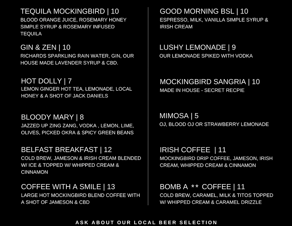 Local Libations | Mockingbird Cafe