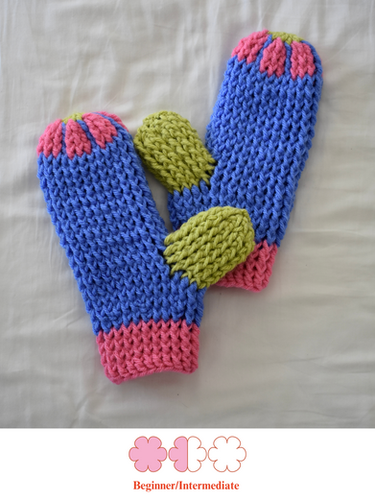 Flower top mittens - PDF crochet pattern | Realm designs