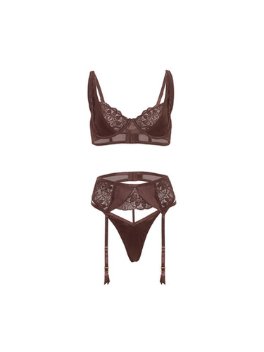 Adeline Satin & Lace 3 Piece Bra Set | Anias Closet