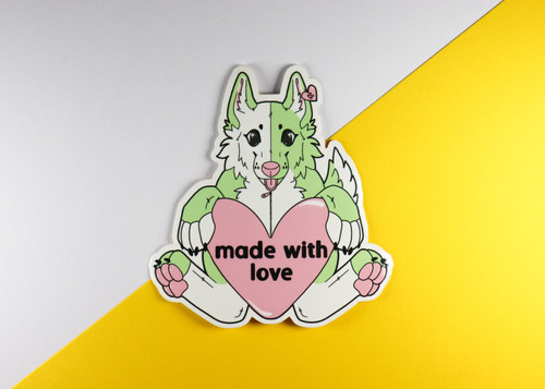 Made With Love Sticker | Lotus Furry Heart Sticker | Cosmell Cosplay