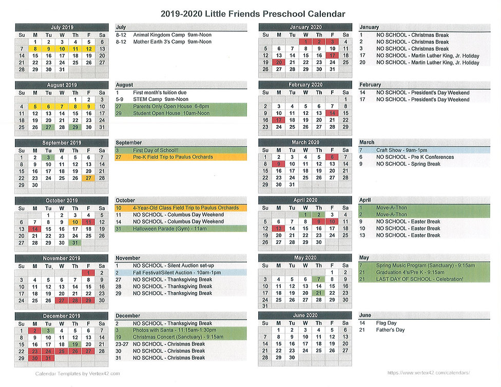 2019-20 School Year Calendar | lfns