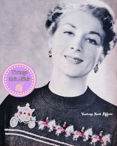 1950s All the Queens Horses Coronation Jumper (1953) | Vintage Knit Affair