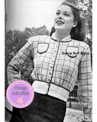 1940s Ladies Checked Cardigan | Vintage Knit Affair
