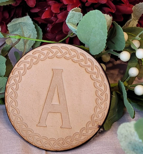 Custom leather coasters..set of 5..Herman Oak Leather Natural color ...