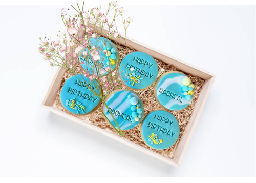 Blue Birthday cookie box | CocoDonna’s cookies