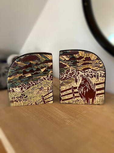 Horse Farm Bookend/ Vase Set | Muddy Bird Pottery