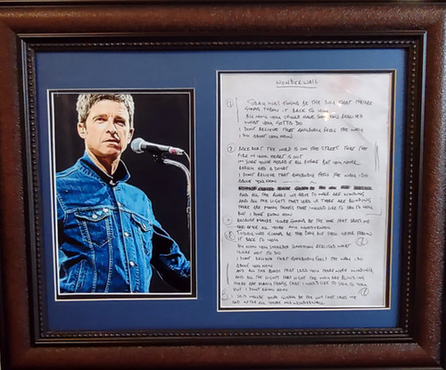 Noel Gallagher hand written lyrics for Wonderwall | America's Memories ...