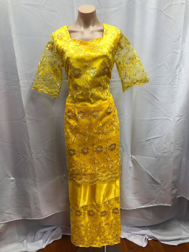 Yellow Lace Puletasi | xufashion