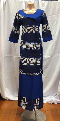 Royal blue & White Puletasi | xufashion