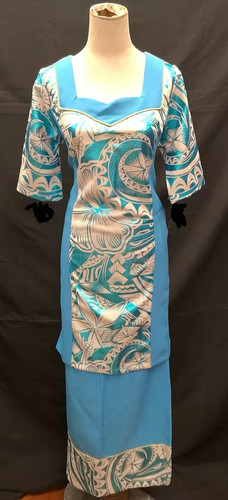 Blue & cream Puletasi | xufashion