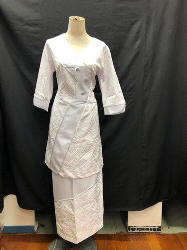 White Texture Puletasi | xufashion