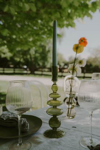 Nordic glass candlesticks and vases | Waitaki Event Hire