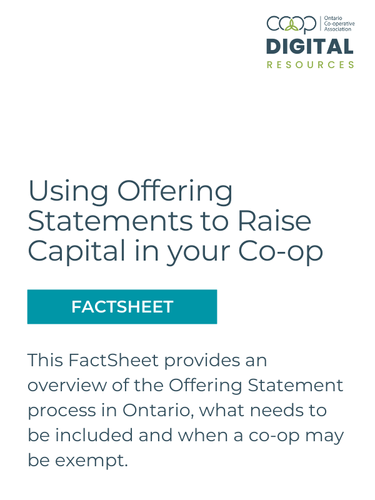 Using Offering Statements to Raise Capital | Ontario Co-op Assoc.