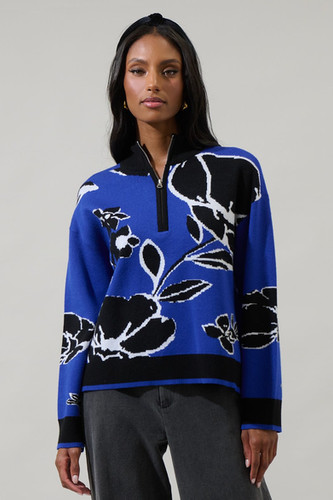 Carla Floral Zip Up Sweater | Lucilú Store