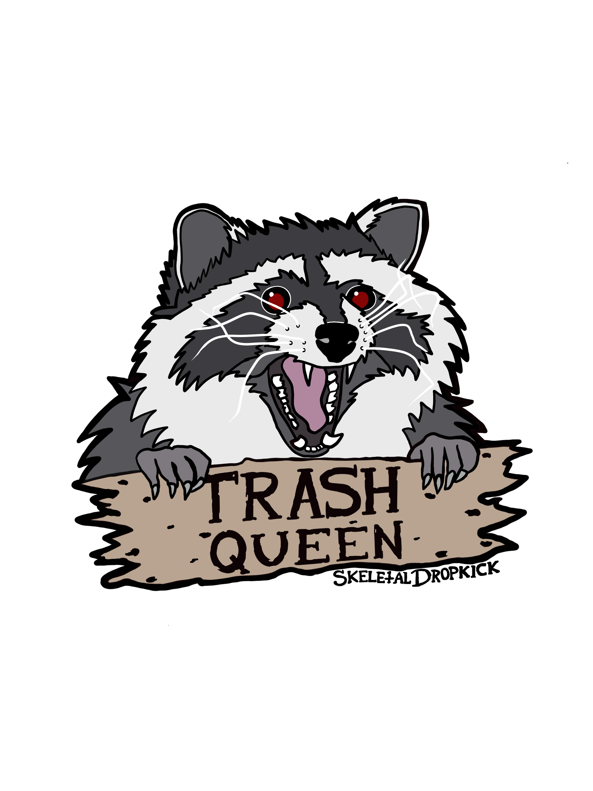 Raccoon Trash Queen vinyl sticker. Giclée Art & Collectibles etna.com.pe