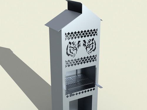 Large garden fireplace with TIGER 2 grill. DXF file format for plasma ...