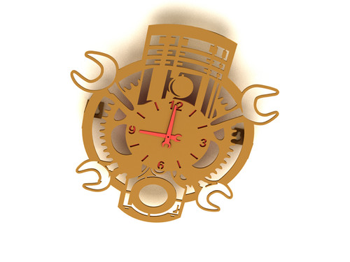 Wall Clock "Car Service". Cutting plan. DXF file plasma, laser cuttin ...