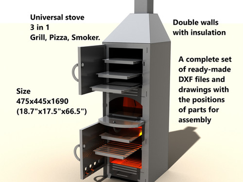 Stove 3 in 1 - Grill, pizza, smoker. Double walls with insulation with ...