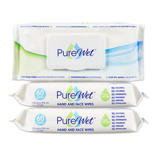 HAND AND FACE WIPES 3/PACKAGES | PureWet Wipes