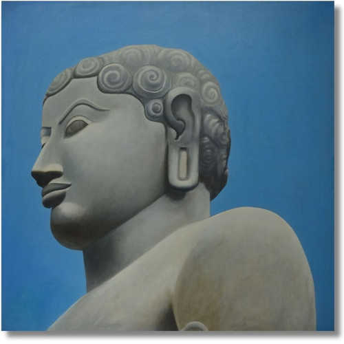 Handmade Gomateshwara Bahubali Statue Painting on Canvas From Indian Artist