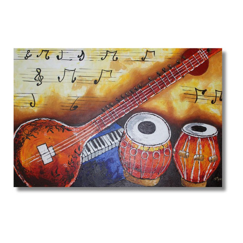 Indian Musical Instruments Paintings On Canvas Buy online from Best Art ...