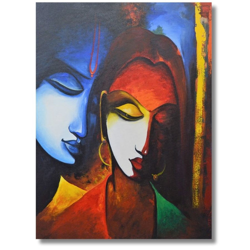 Handmade Abstract Painting Of Radha Krishna Shop Online From Indian Artist