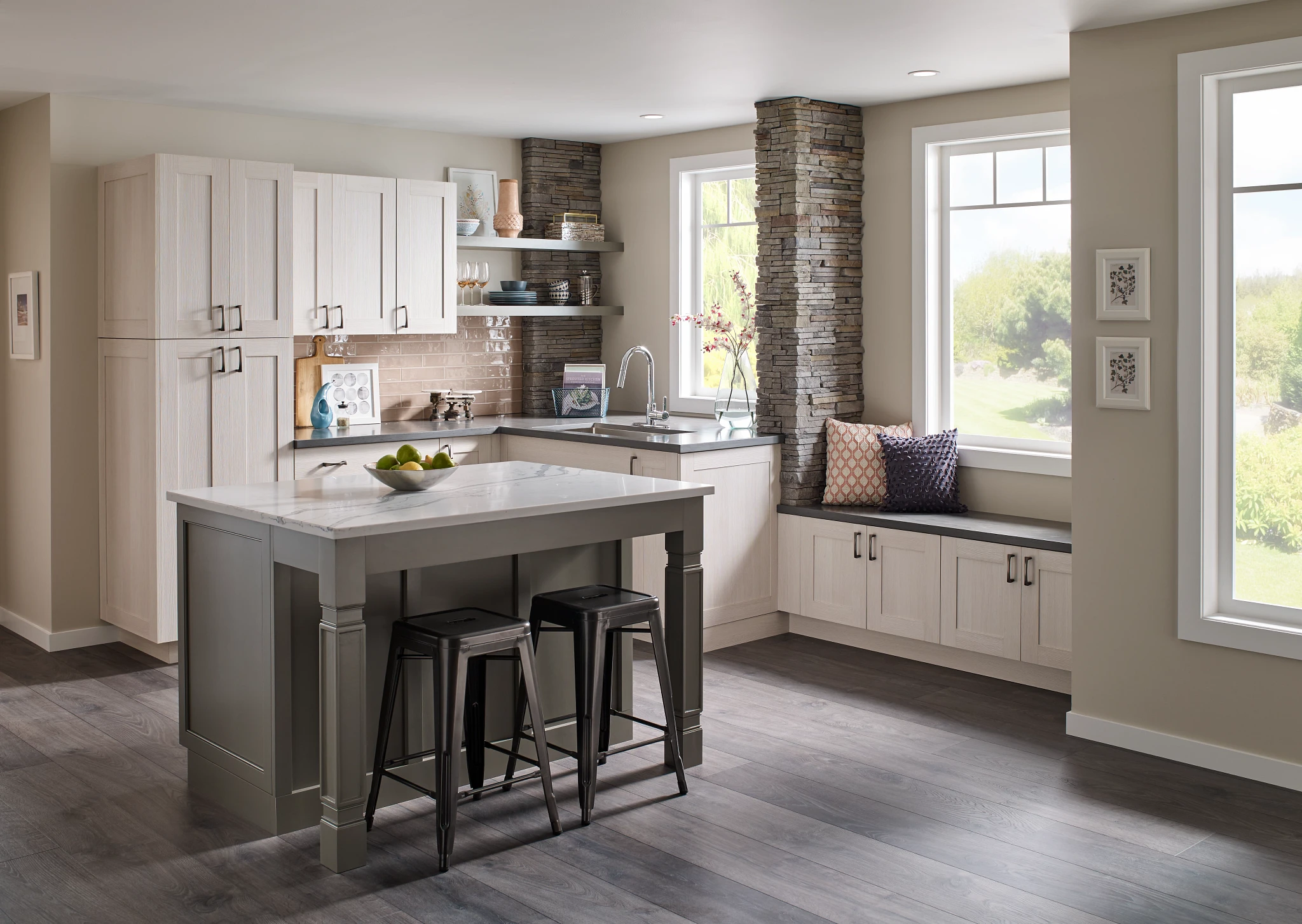 UltraCraft Kitty Hawk Rift White Pine Cabinets | Alba Kitchen