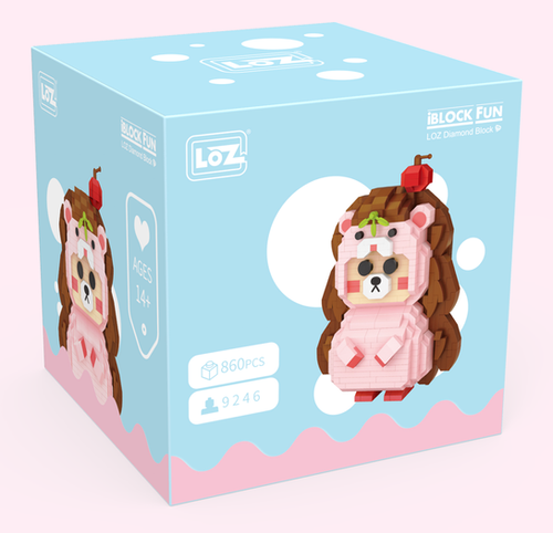 Pink Bear - Hedgehog (9246)-LOZ Mini Blocks | Mak Collection
