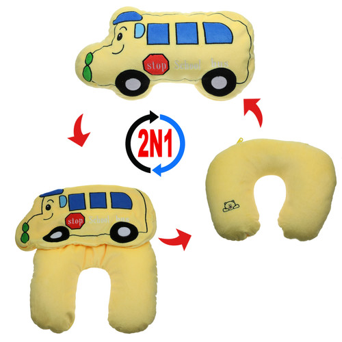 School Bus Plush and Neck Pillow, 2 In 1 Convertible Promotional Gifts ...