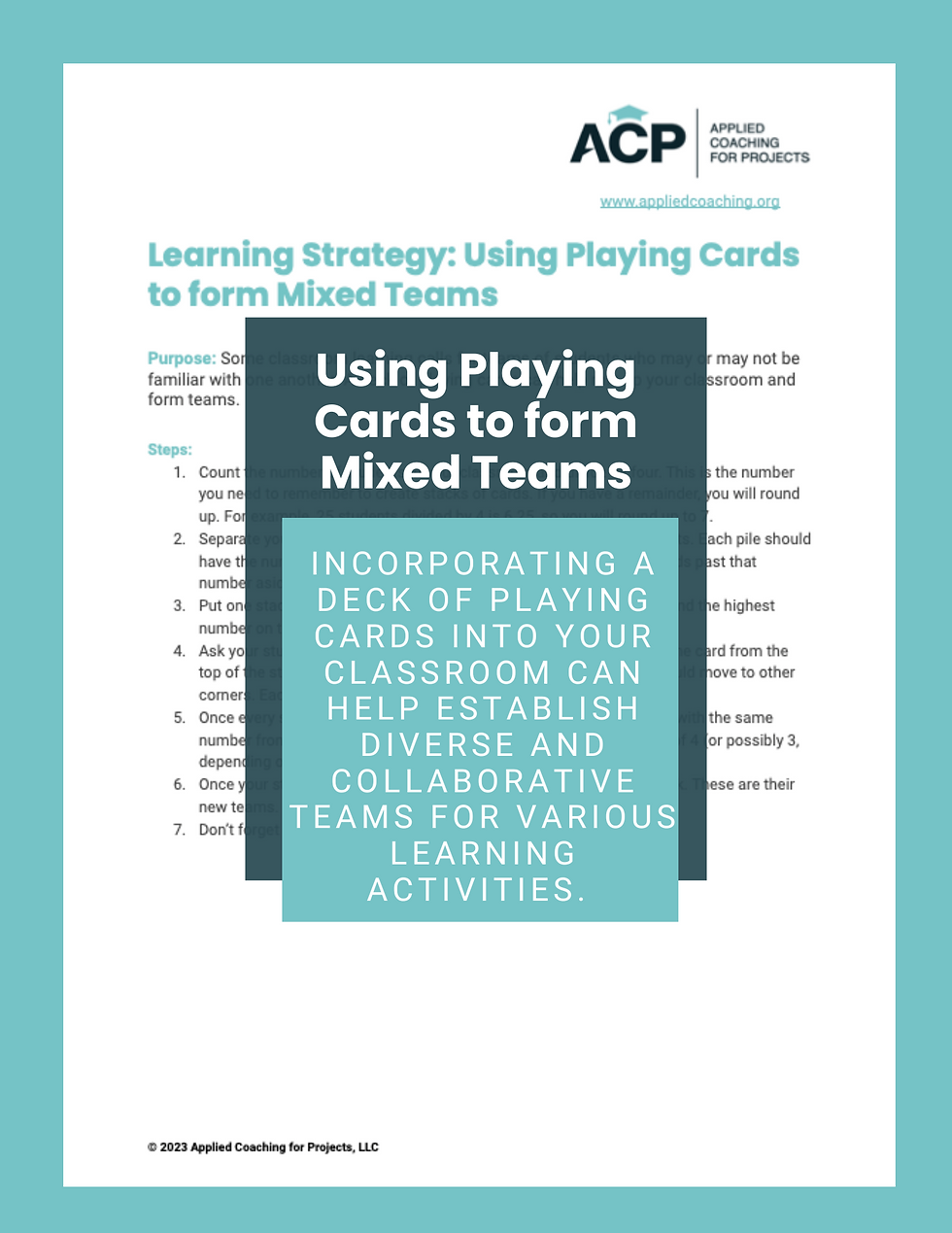 Using Playing Cards to Form Teams | Applied Coaching