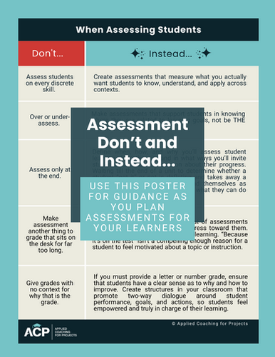 Assessment "Don't and Instead..." Poster | Applied Coaching