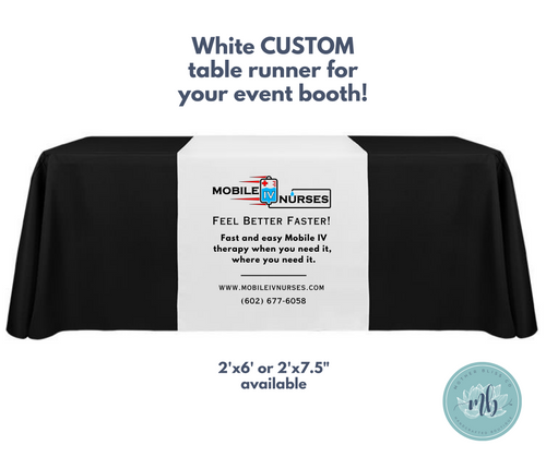 Custom White Poly Table Runner with Logo | Mother Bliss Co