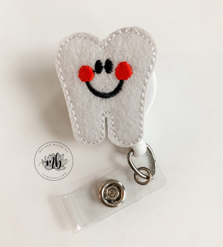 Happy Tooth Interchangeable Badge Reel | Dental Hygienist Name Badge ID ...