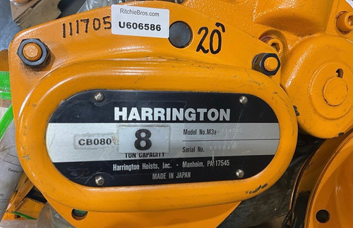Harrington 8 Ton CB080 X 20’ Lift Manual Chain Hoist | Nautical Marine AK