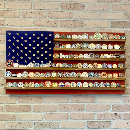 Classic American Challenge Coin Display Flag, Holds 90-100 Coins ...