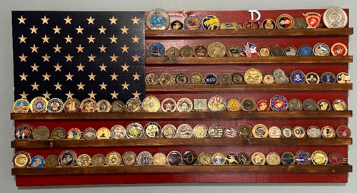 Classic American Challenge Coin Display Flag, Holds 90-100 Coins ...