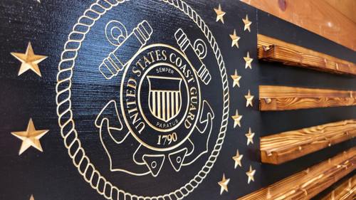 Subdued US Coast Guard Challenge Coin Display Flag, Holds 90-100 Coins ...