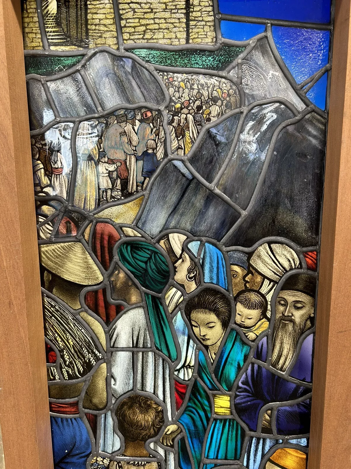 VICTORIAN STAINED GLASS HAND PAINTED RARE WINDOW PANEL OLD RESTORED ...